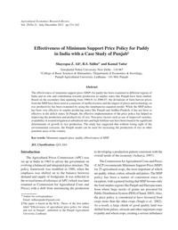 Effectiveness of Minimum Support Price Policy for Paddy in India with a ...