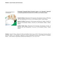 Promoting Community-Based Extension Agents as an Alternative Approach ...