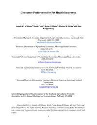 Consumer Preferences for Pet Health Insurance