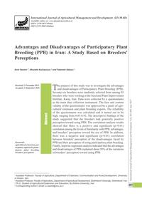 Advantages and Disadvantages of Participatory Plant Breeding (PPB) in ...
