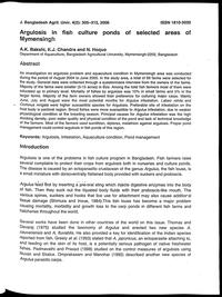 Argulosis in fish culture ponds of selected areas of Mymensingh