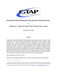 PROJECTING WORLD FOOD DEMAND USING ALTERNATIVE DEMAND SYSTEMS