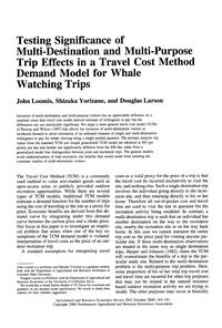 TESTING SIGNIFICANCE OF MULTI-DESTINATION AND MULTI-PURPOSE TRIP ...