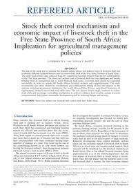Stock theft control mechanism and economic impact of livestock theft in ...
