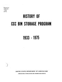 History of CCC Bin Storage Program, 1933-1975