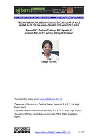 Feeding behaviour, weight gain and blood sugar of male wistar rats fed ...
