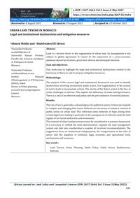 URBAN LAND TENURE IN MOROCCO LEGAL AND INSTITUTIONAL DYSFUNCTIONS AND ...