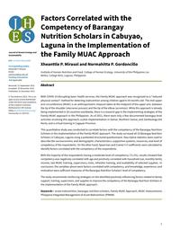 Factors Correlated with the Competency of Barangay Nutrition Scholars ...