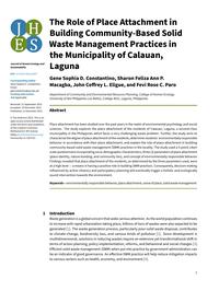 The Role of Place Attachment in Building Community-Based Solid Waste ...
