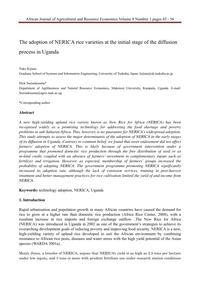 The adoption of NERICA rice varieties at the initial stage of the ...