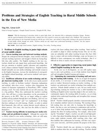 Problems and Strategies of English Teaching in Rural Middle Schools in ...