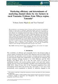 Marketing efficiency and determinants of marketing channel choice by ...