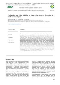 Profitability and Value Addition of Maize (Zea Mays L.) Processing in ...