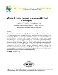 A Study of Choice Overload Measurement in Food Consumption