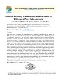 Technical Efficiency of Smallholder Wheat Farmers in Ethiopia: A Panel ...