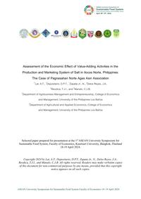 Assessment of the Economic Effect of Value-Adding Activities in the ...