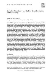 Capitalist Philanthropy and the New Green Revolution for Food Security