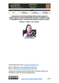 Utilization of Nutrition Information on Food Labels by Diabetic ...