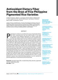 Antioxidant Dietary Fiber from the Bran of Five Philippine Pigmented ...