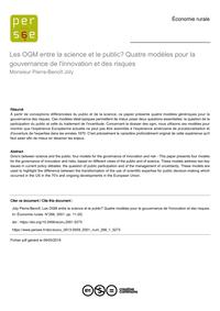 Les OGM entre la science et le public? Quatre modeles pour la ...