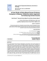 A Case Study of Dairy-Based Farmer Producer Company in Haryana: Collective Action Approach for ...